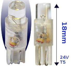 Led.WedgeBaseT5W2x2,4d LEDT5 W2X4,6D 24V 1,2W WHITE FLAT - PIATTO ...